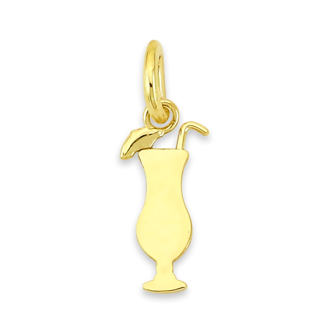 Solid 10K/14K Gold Cocktail Glass Charm - Tropical Drink Charm - Summer ...