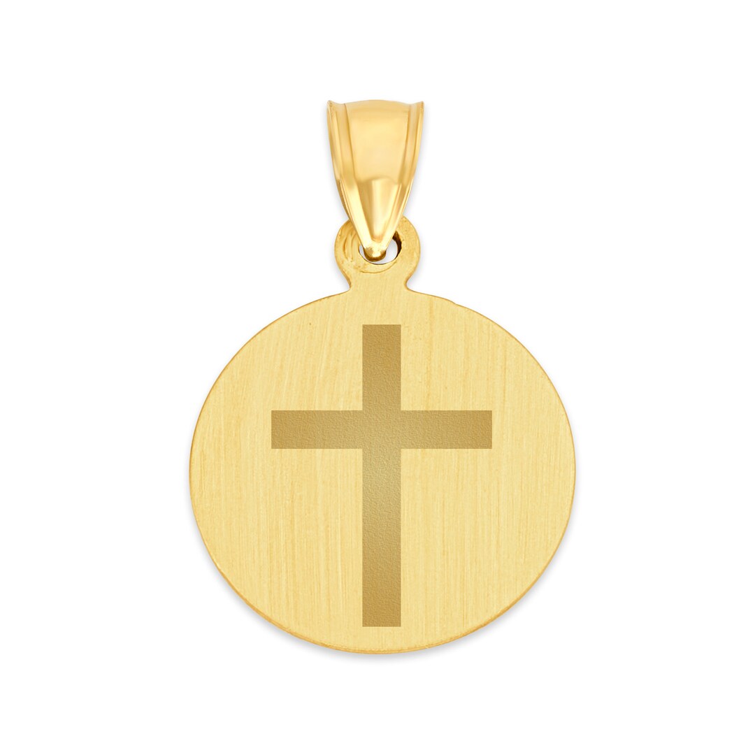 10k Gold Engraved Cross Pendant Necklace: Christian Gift - Etsy