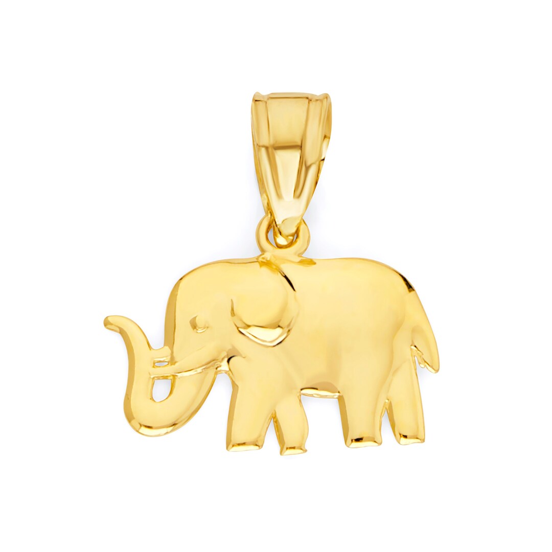 10k Gold Elephant Necklace With Thin Gold Chain, Good Luck Charms ...