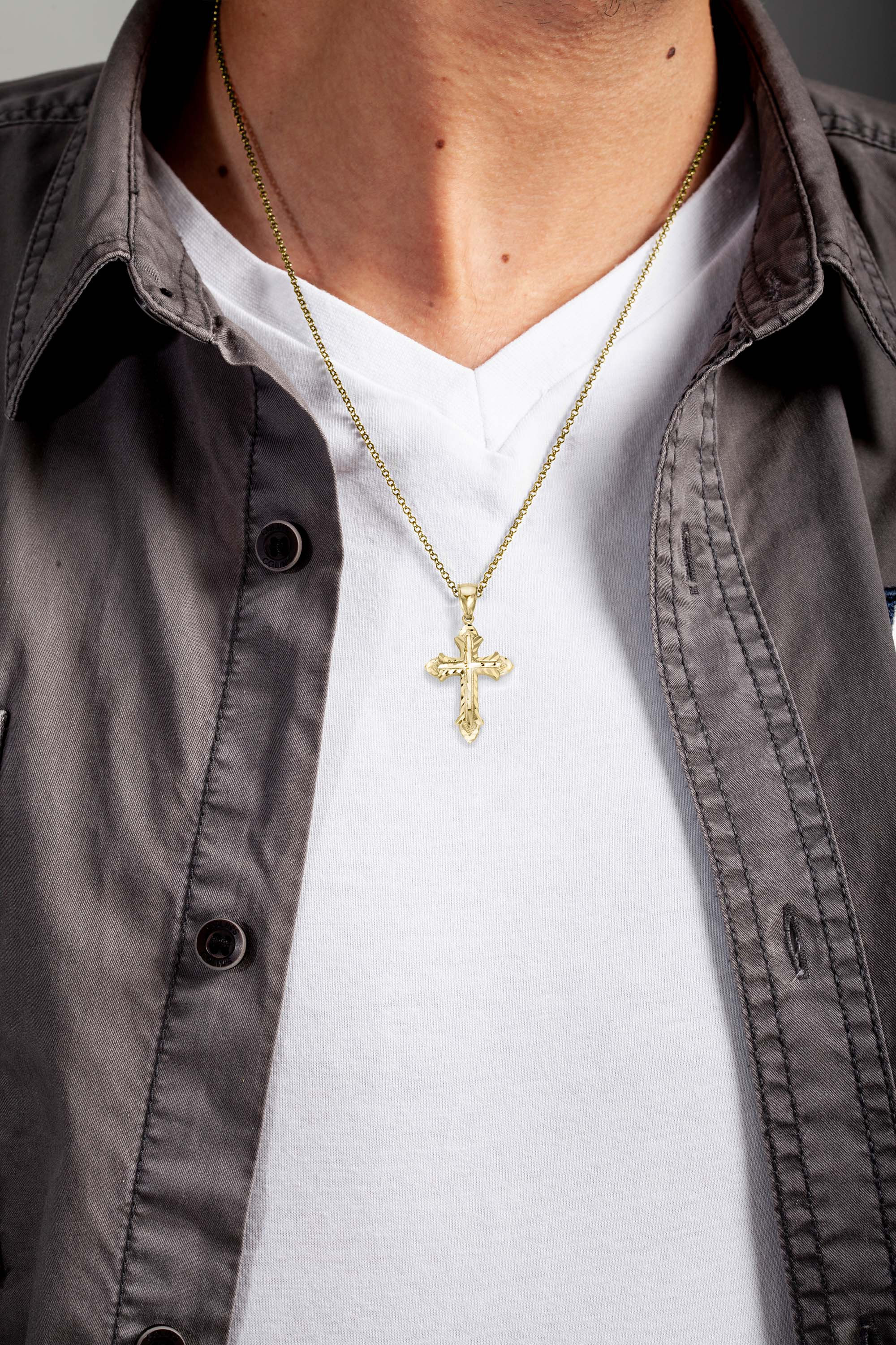 Large 10k Real Solid Gold Cross Pendant Gold Cross Jewelry - Etsy