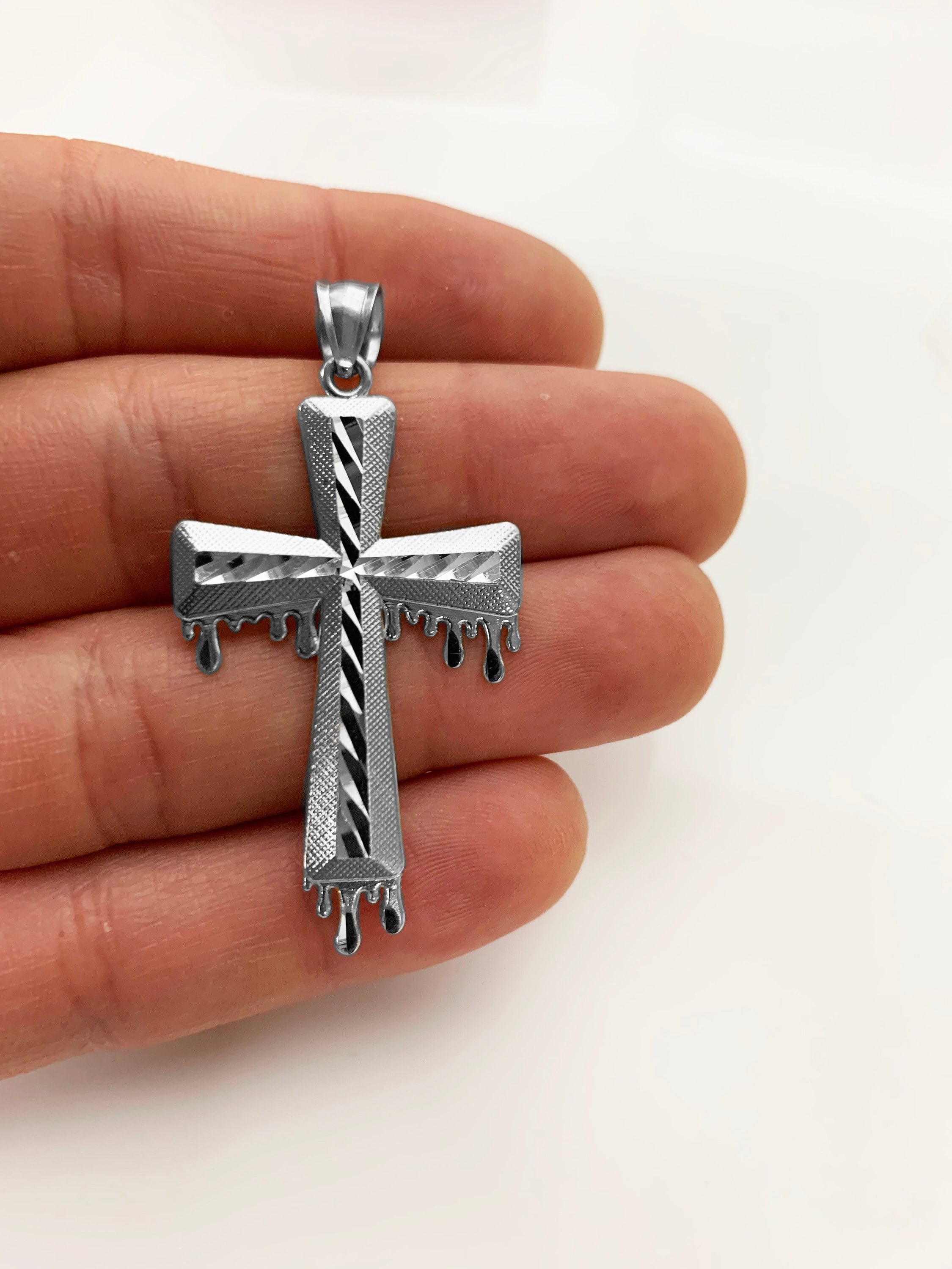 Large 925 Sterling Silver Bleeding Cross Pendant for Men | Etsy