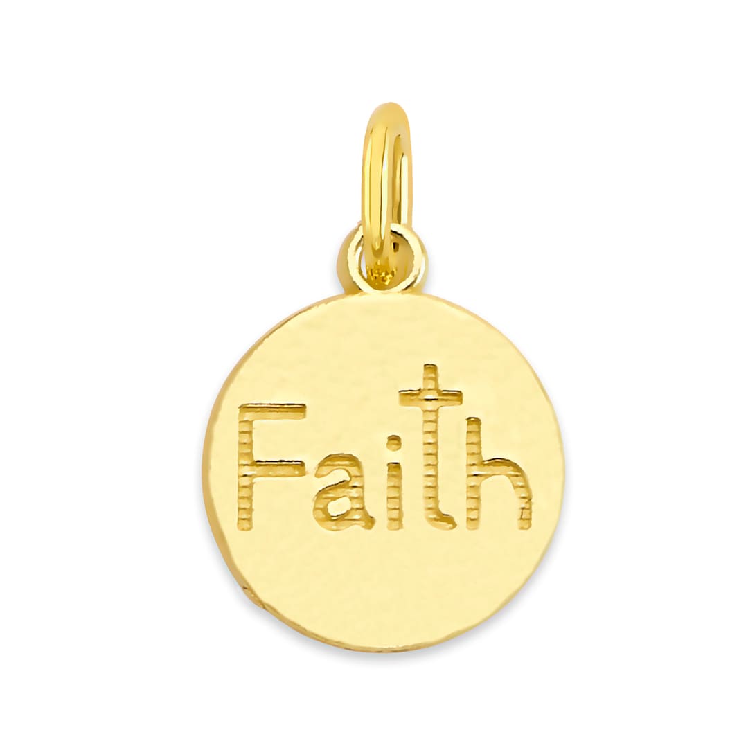 Solid 10k/ 14k Gold 'faith' Engraved Disc Pendant - Inspirational ...