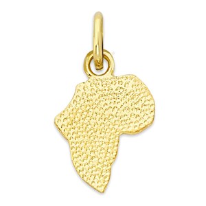Real Solid Gold Africa Charm in 10k or 14k, African Jewelry Ethnic ...