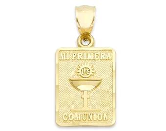 Solid Gold Mi Primera Comunion Medallion Available in 10k or 14k Gifts ...