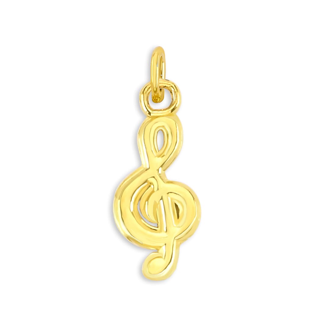 Solid Gold Clef Music Note Charm: 10k/14k Micro Pendant - Etsy