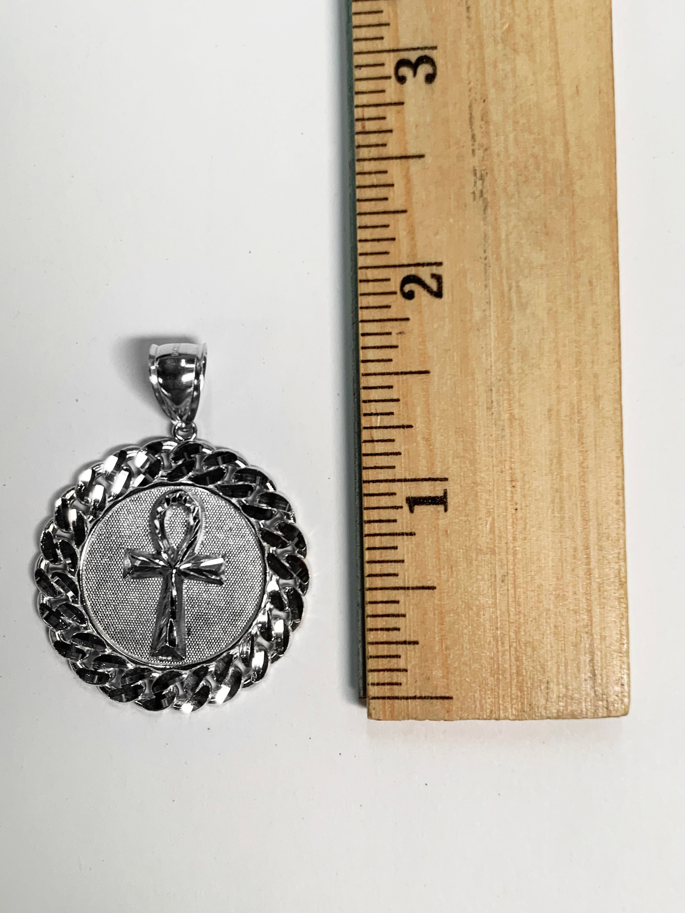 925 Silver Ankh Pendant Large Cuban Link Frame Ankh Egyptian | Etsy