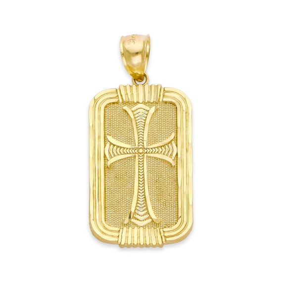 Solid Gold Cross Medallion in 10k or 14k Cross Pendant - Etsy
