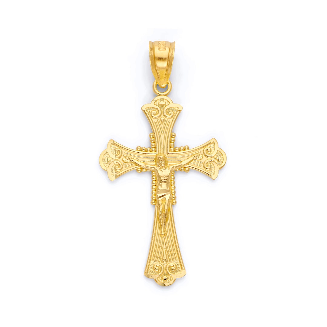 14k Solid Gold Crucifix Pendant: Religious Christening Gift - Etsy