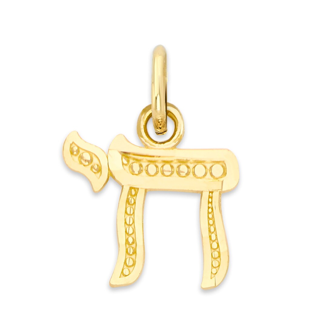 Real Solid Gold Chai Charm in 10k or 14k, Dainty Religious Charms for ...