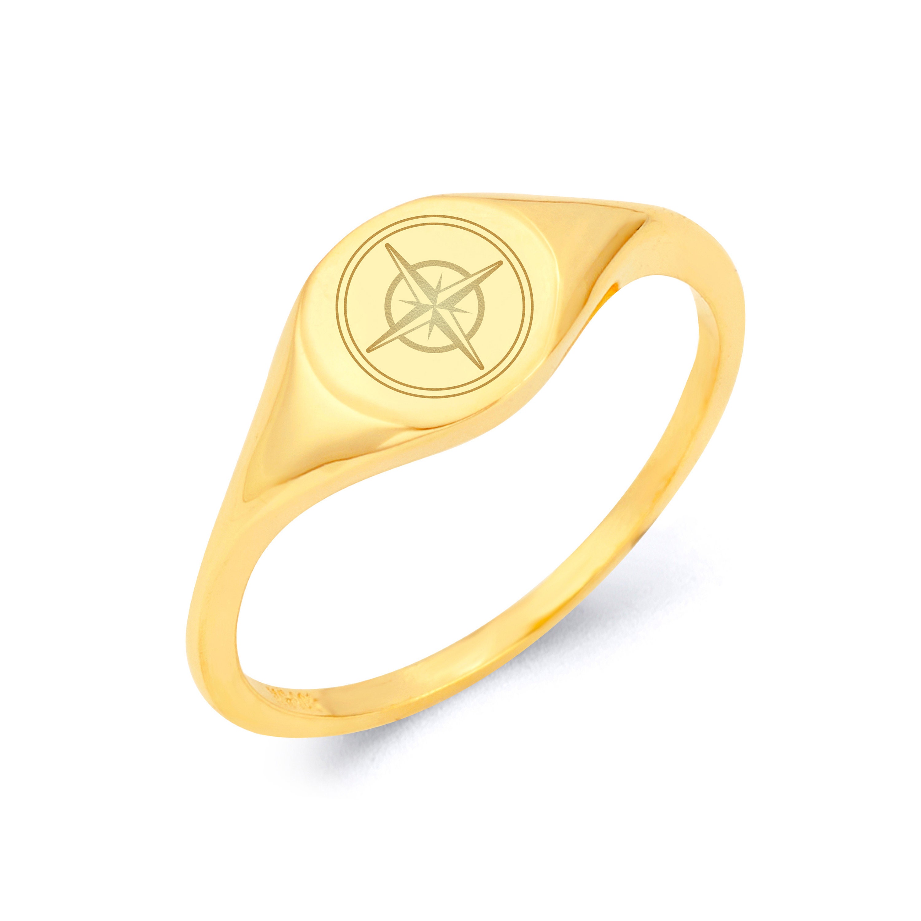 14k Gold North Star Signet Ring Star Jewelry Compass Ring for - Etsy