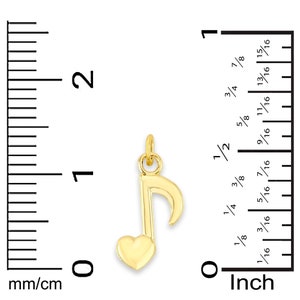 Mini Real Solid Gold Music Note With Heart Charm Available in 10k or ...