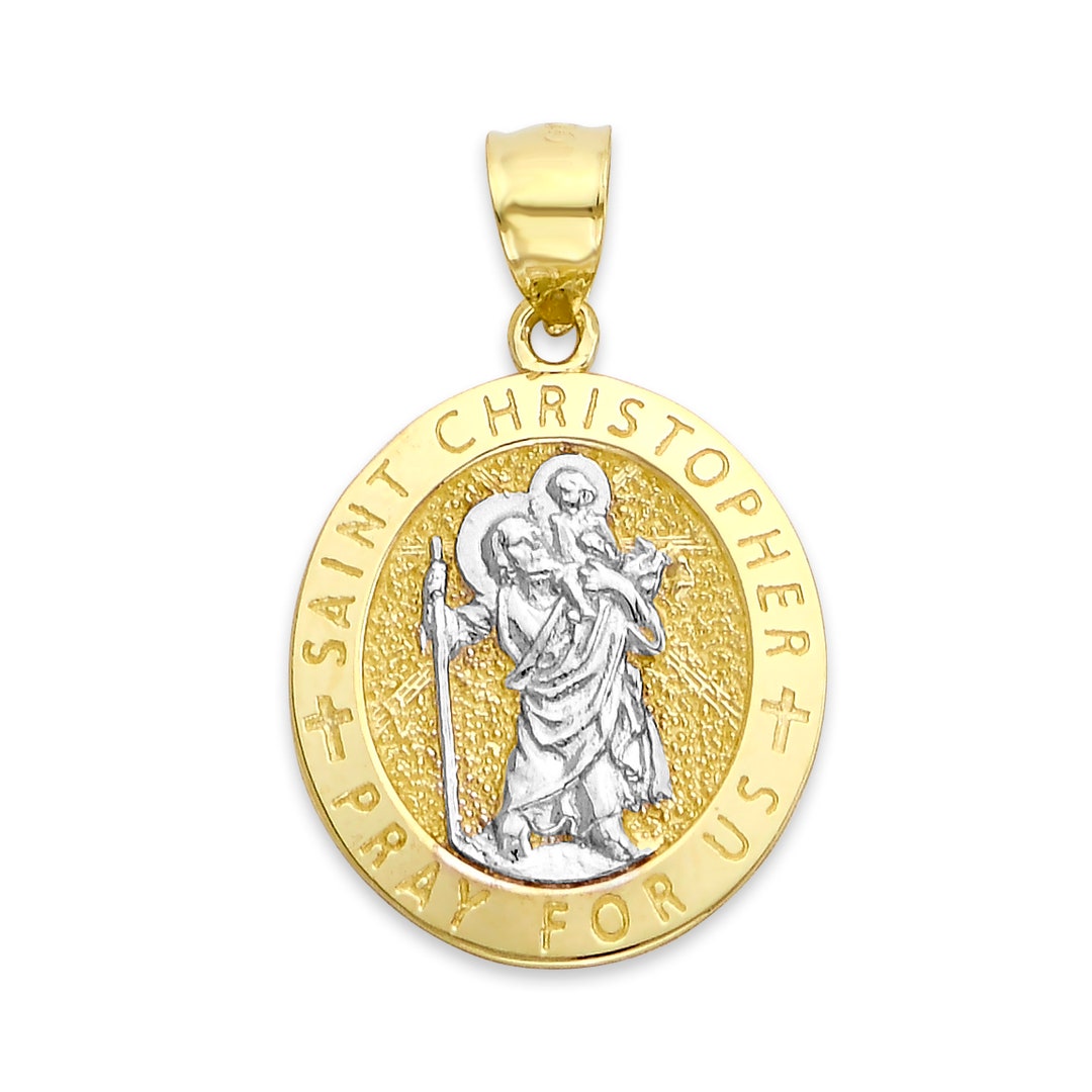 14k Solid Gold Saint Christopher Medallion: Patron of Travelers - Etsy