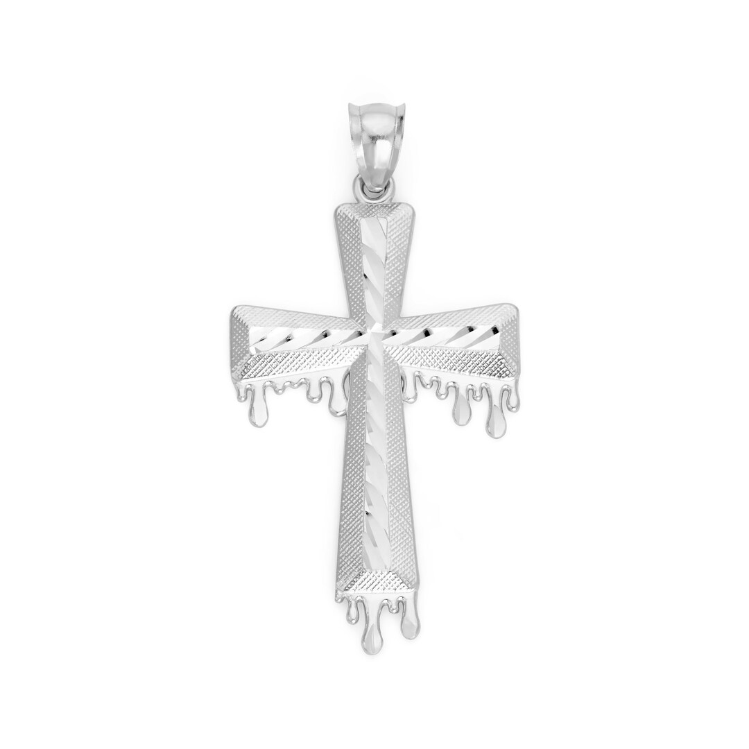 Large 925 Sterling Silver Bleeding Cross Pendant for Men, Religious ...