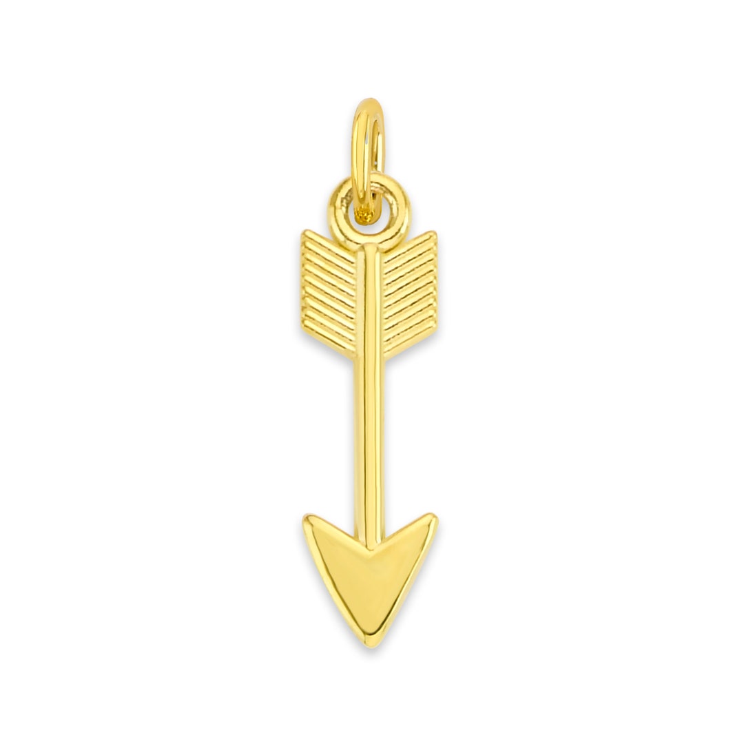 Mini Real Solid Gold Arrow Charm Available in 10k or 14k, Micro Cute ...