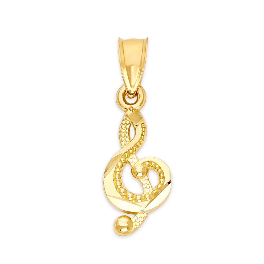 10k Solid Gold Treble Clef Pendant: Music Jewelry Gift - Etsy