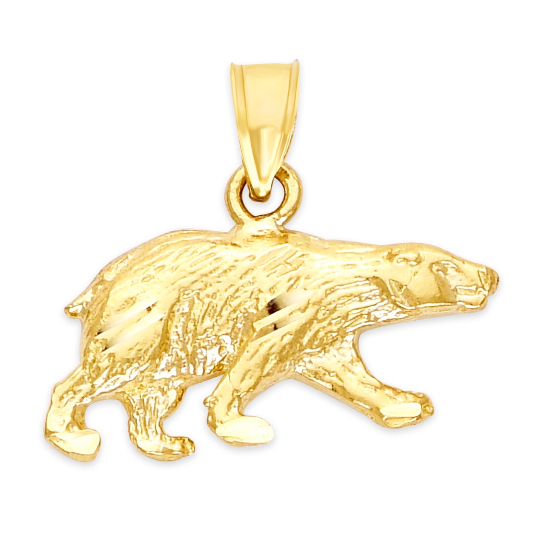 14k Solid Gold Bear Pendant - Animal Jewelry - Etsy