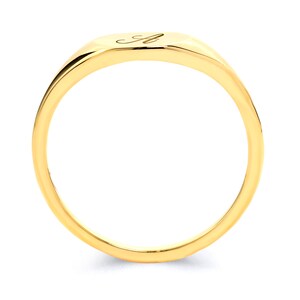 14k Real Gold Cursive Initial Ring, Personalized Real Solid Gold Signet Ring Engraved With Your ...