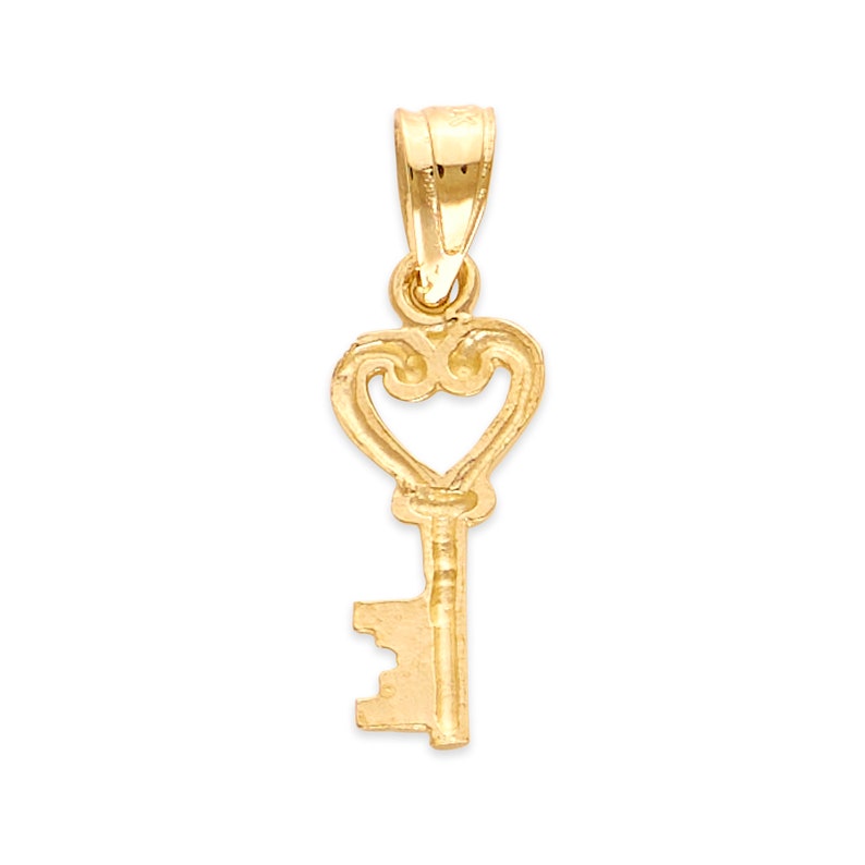 10k Yellow Gold Heart Key Necklace - Etsy