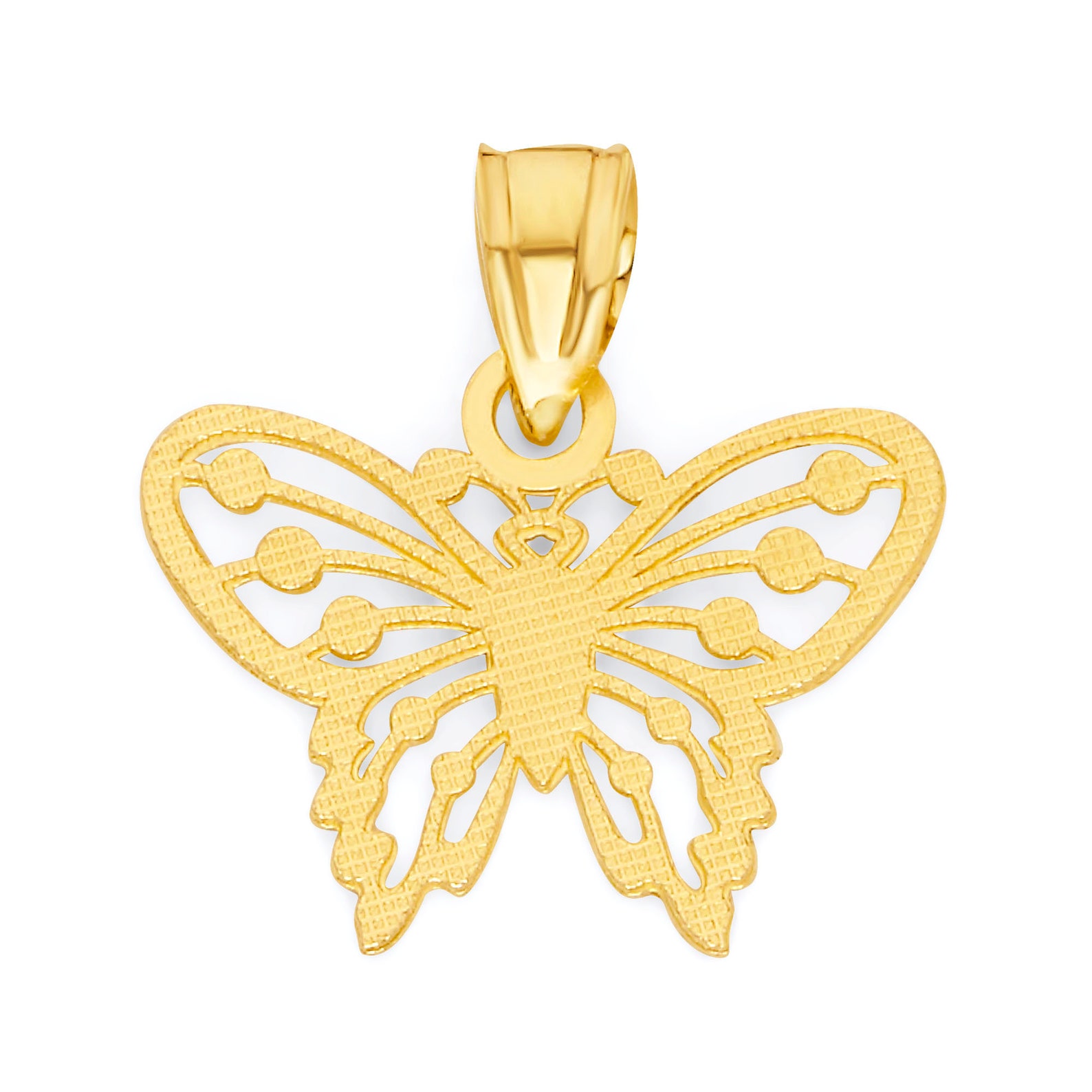 14k Real Solid Gold Butterfly Necklace With Thin Gold Chain, Butterfly ...