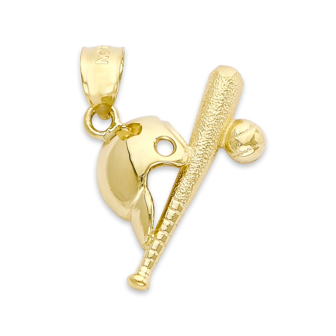 Solid Gold Baseball Pendant: 10k/14k Sports Jewelry Necklace - Etsy