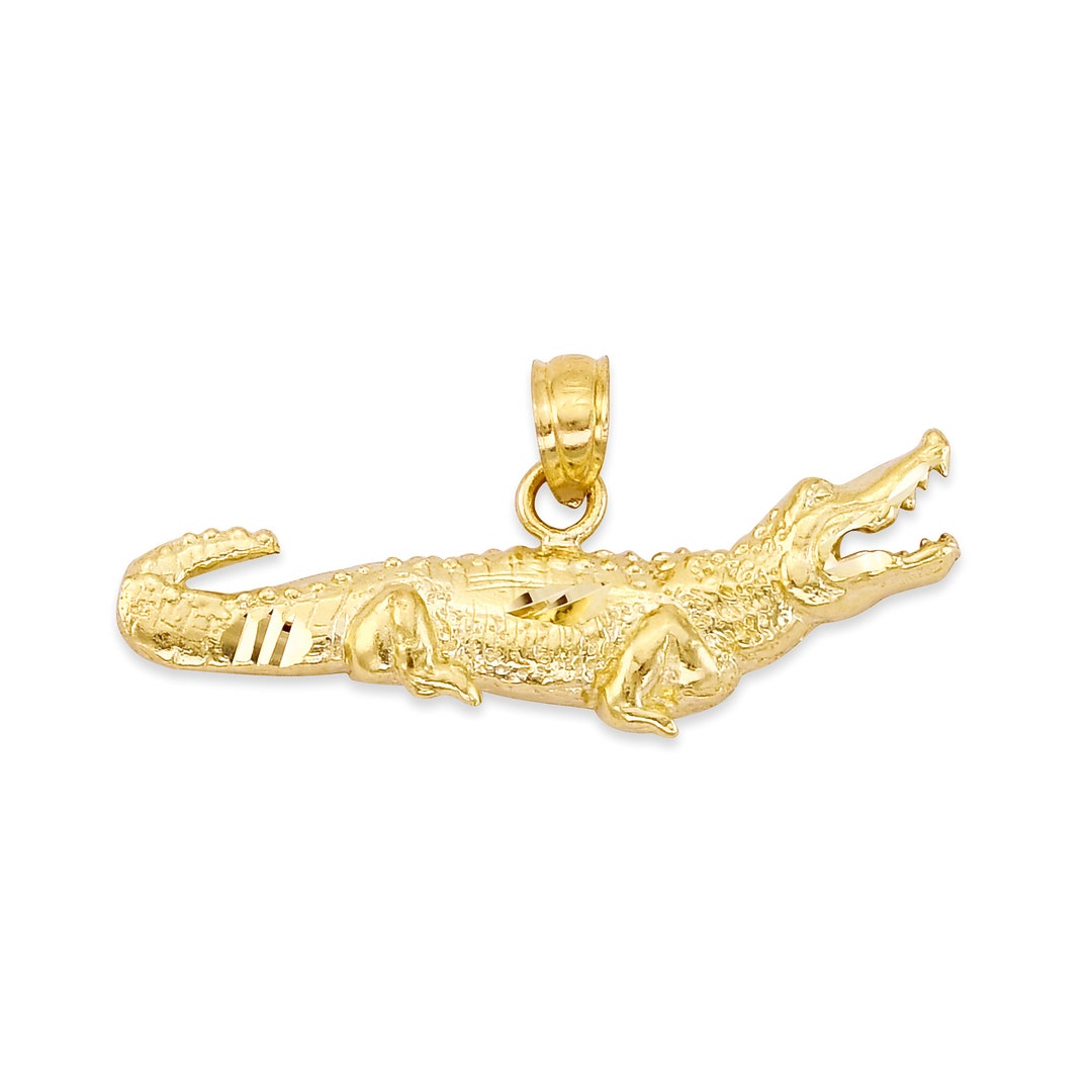 10k Solid Gold Alligator Pendant: Handmade Florida Gator Necklace - Etsy