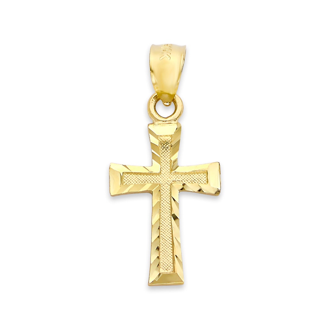 Real Solid Gold Cross Pendant in 10k or 14k, Religious Jewelry Gifts ...