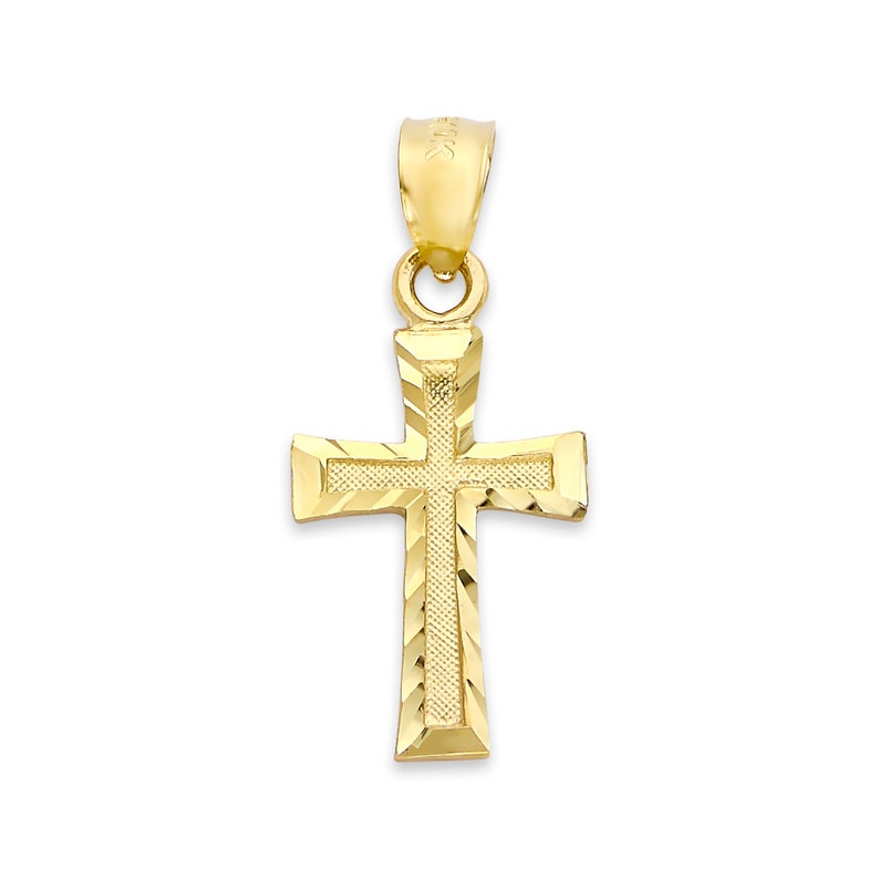 Solid Gold Cross Pendant: 10k/14k Dainty Religious Necklace - Etsy