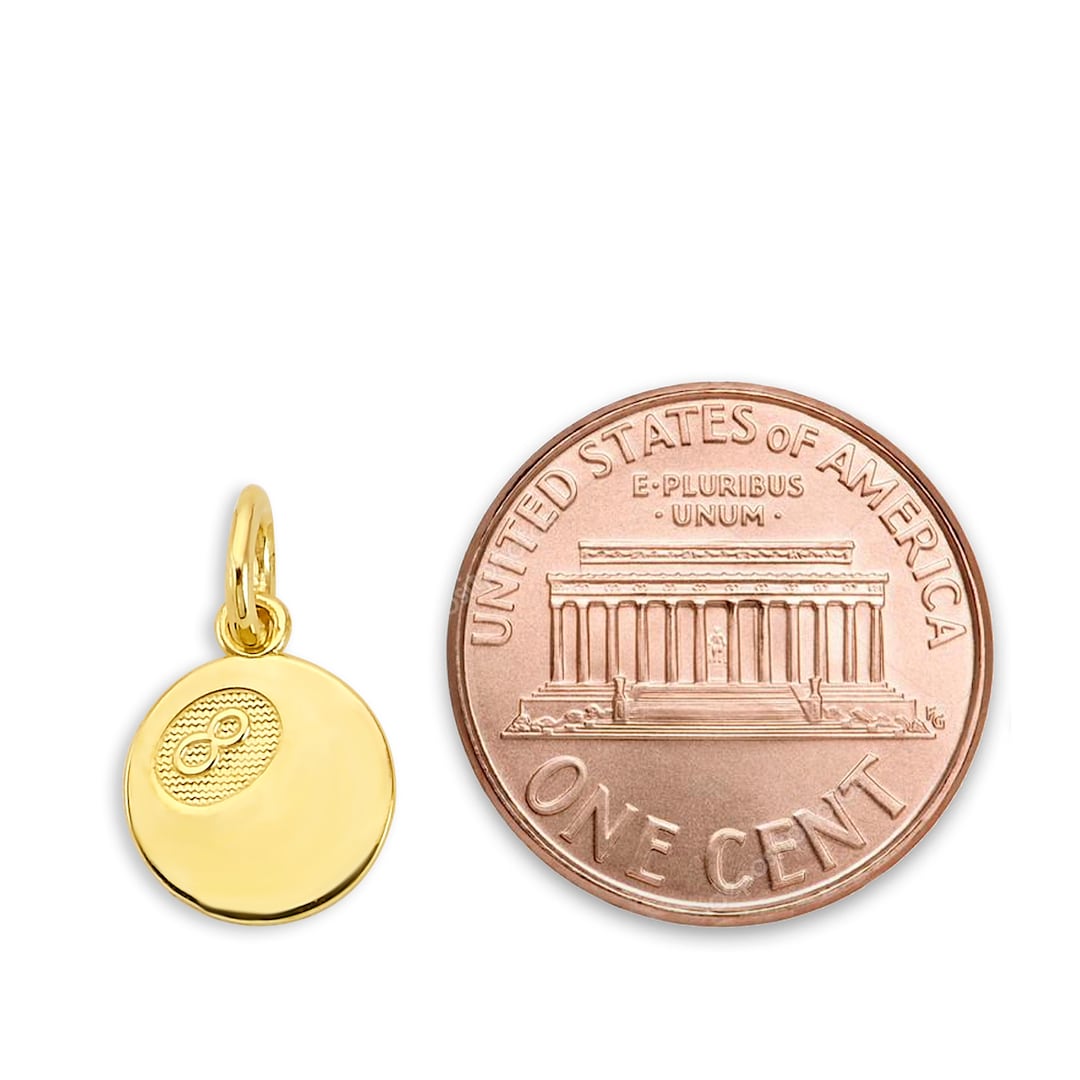 Tiny Solid 10K/14K Gold 8-ball Charm - Billiard Charm Good Luck Jewelry ...