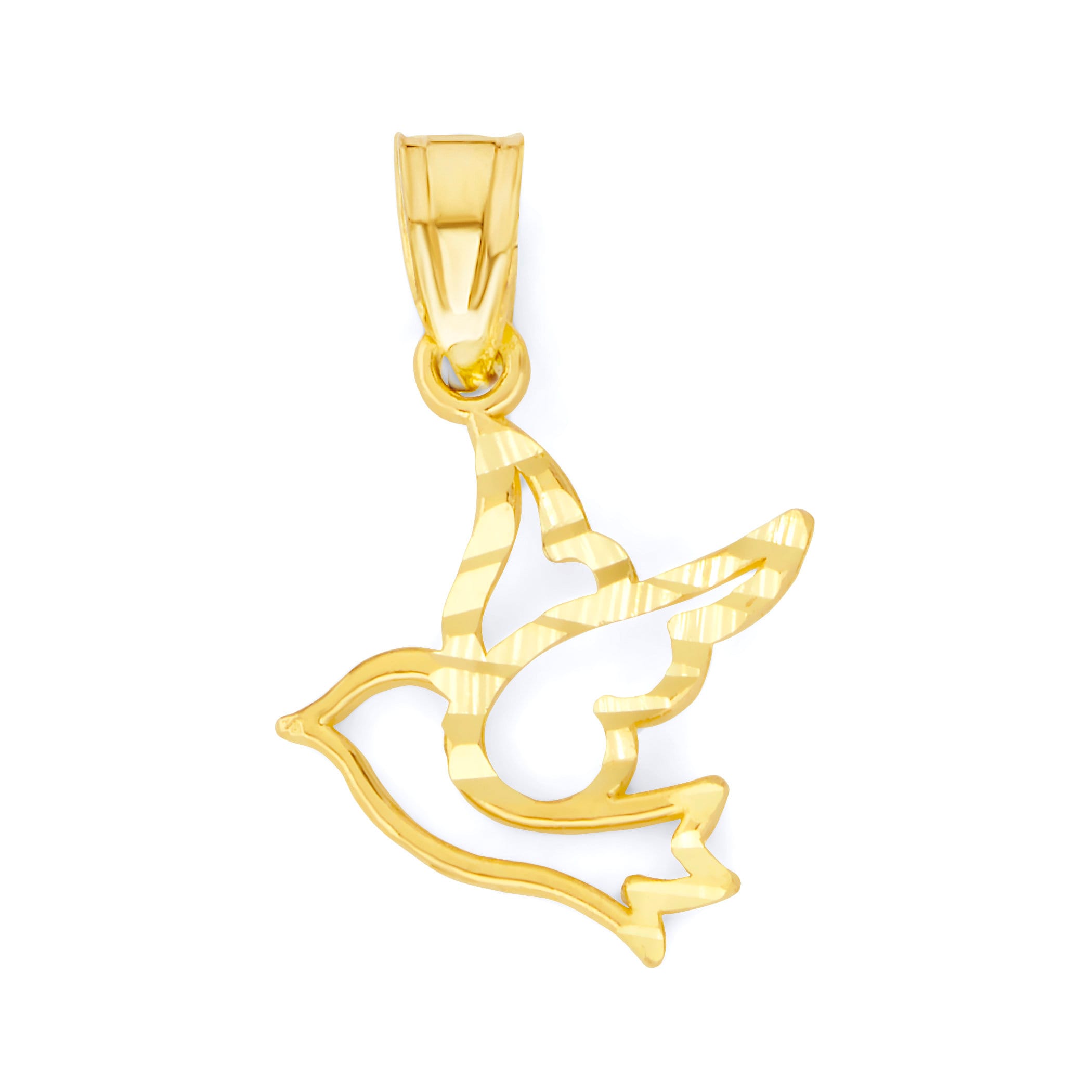 14k Real Solid Gold Dove Necklace With Thin Gold Chain Holy | Etsy