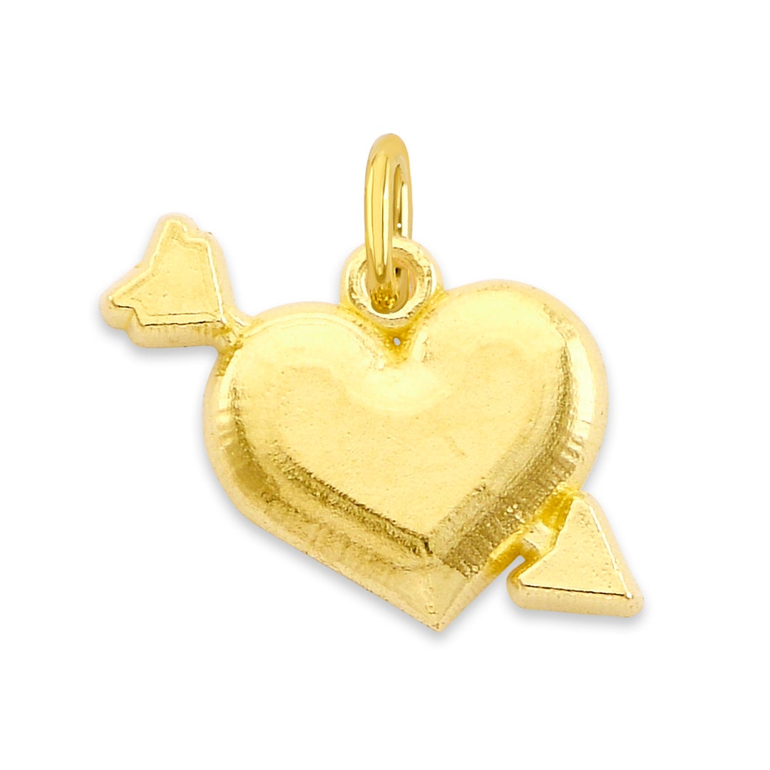 Mini Real Solid Gold Heart Charm Available in 10k or 14k, Micro Heart ...