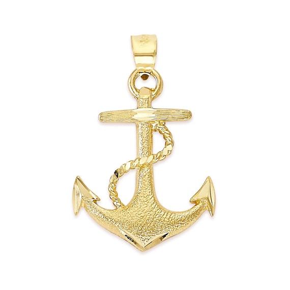 Solid Gold Anchor Pendant 10k or 14k Gold Anchor Necklace for | Etsy
