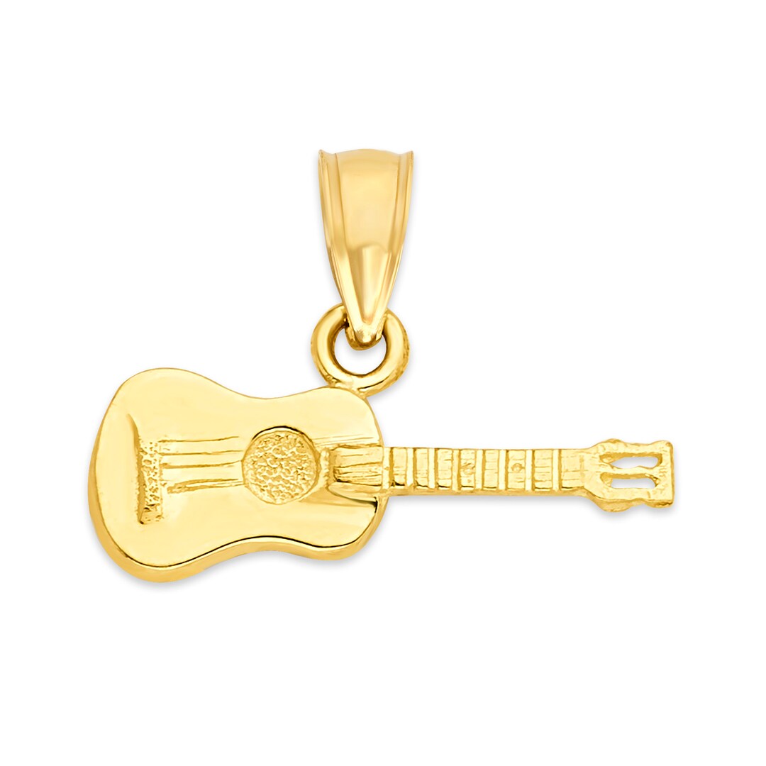 Solid 10k Gold Acoustic Guitar Pendant for Necklace, Guitar Necklace ...