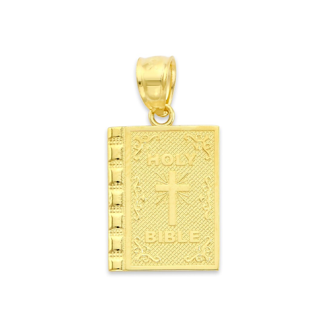 Real Solid Gold Holy Bible Pendant in 10k or 14k, Religious Jewelry ...