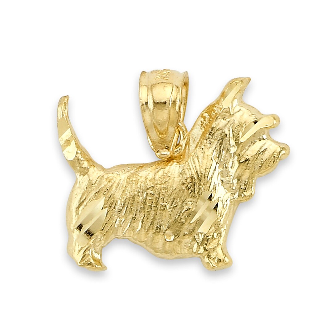 Real Solid Gold Dog Pendant Available in 10k or 14k Gold - Pet Jewelry ...