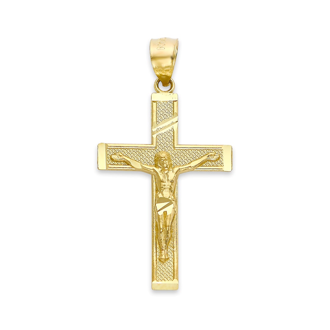 10k/14k Solid Gold Crucifix Pendant: Unisex Religious Necklace - Etsy