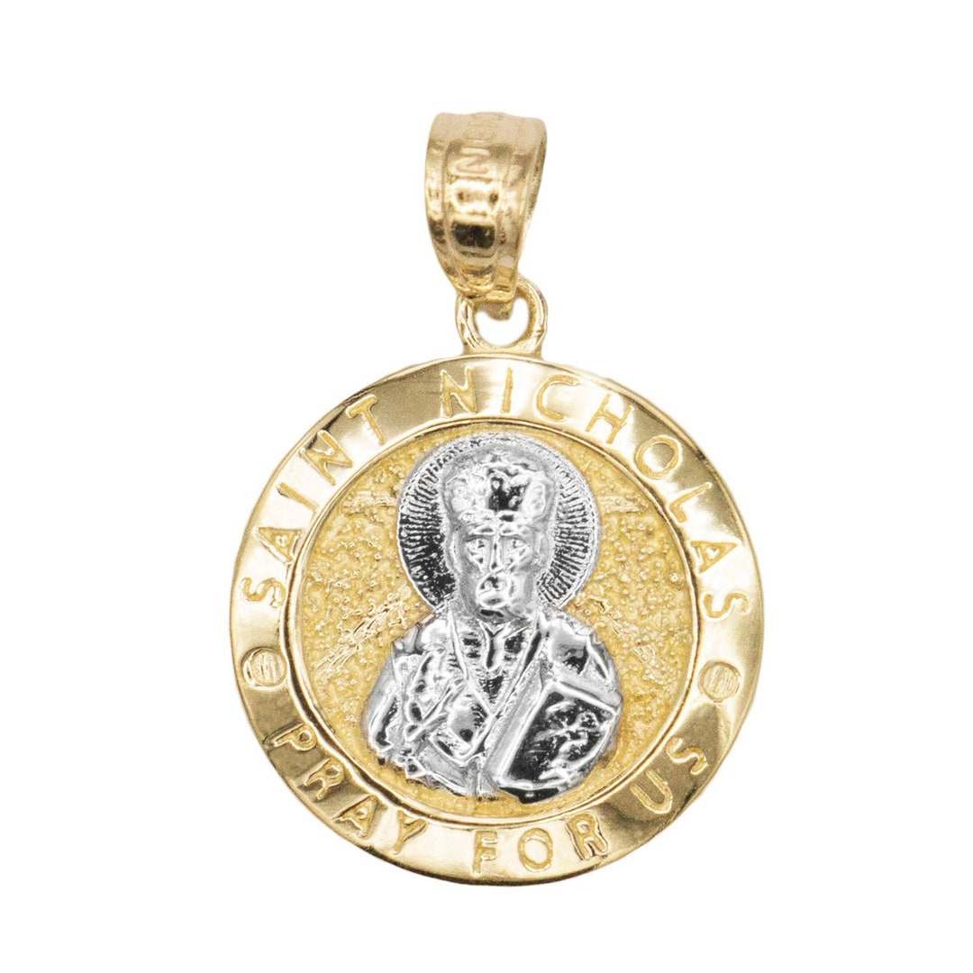 10k Gold Saint Nicholas Necklace, the Patron of Children Pendant, St ...