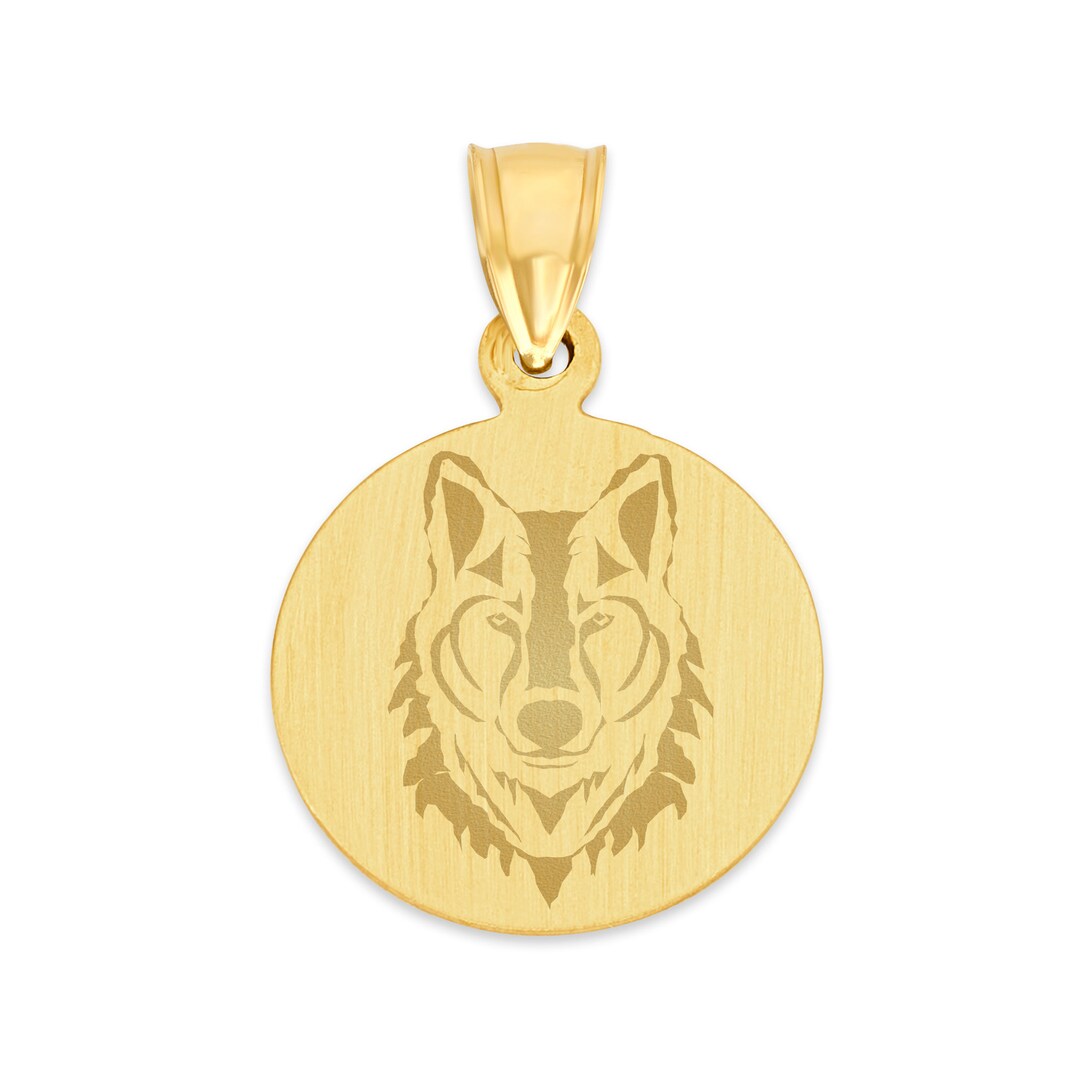 10k Real Solid Gold Wolf Coin Necklace, Animal Necklace Wolf Jewelry ...