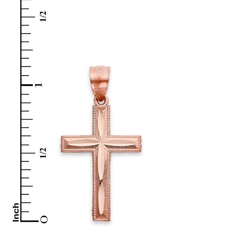 10k Solid Rose Gold Cross Pendant Necklace: First Communion Gift - Etsy