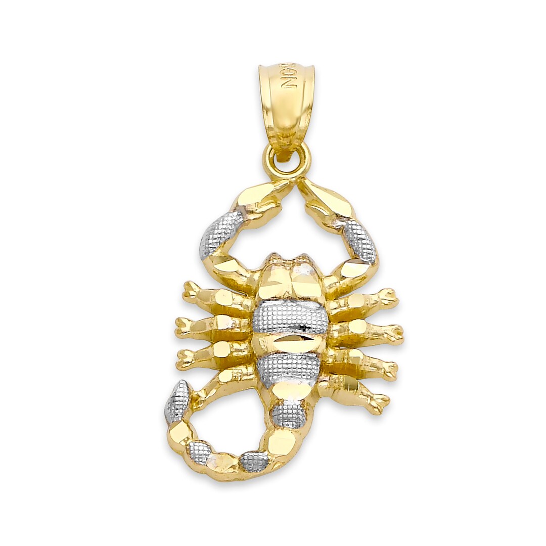 Solid Gold Scorpion Pendant in 10k or 14k, Scorpio Necklace Zodiac ...