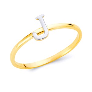 14k Real Solid Gold Stacking Initial Ring Available in All Letters A-Z ...