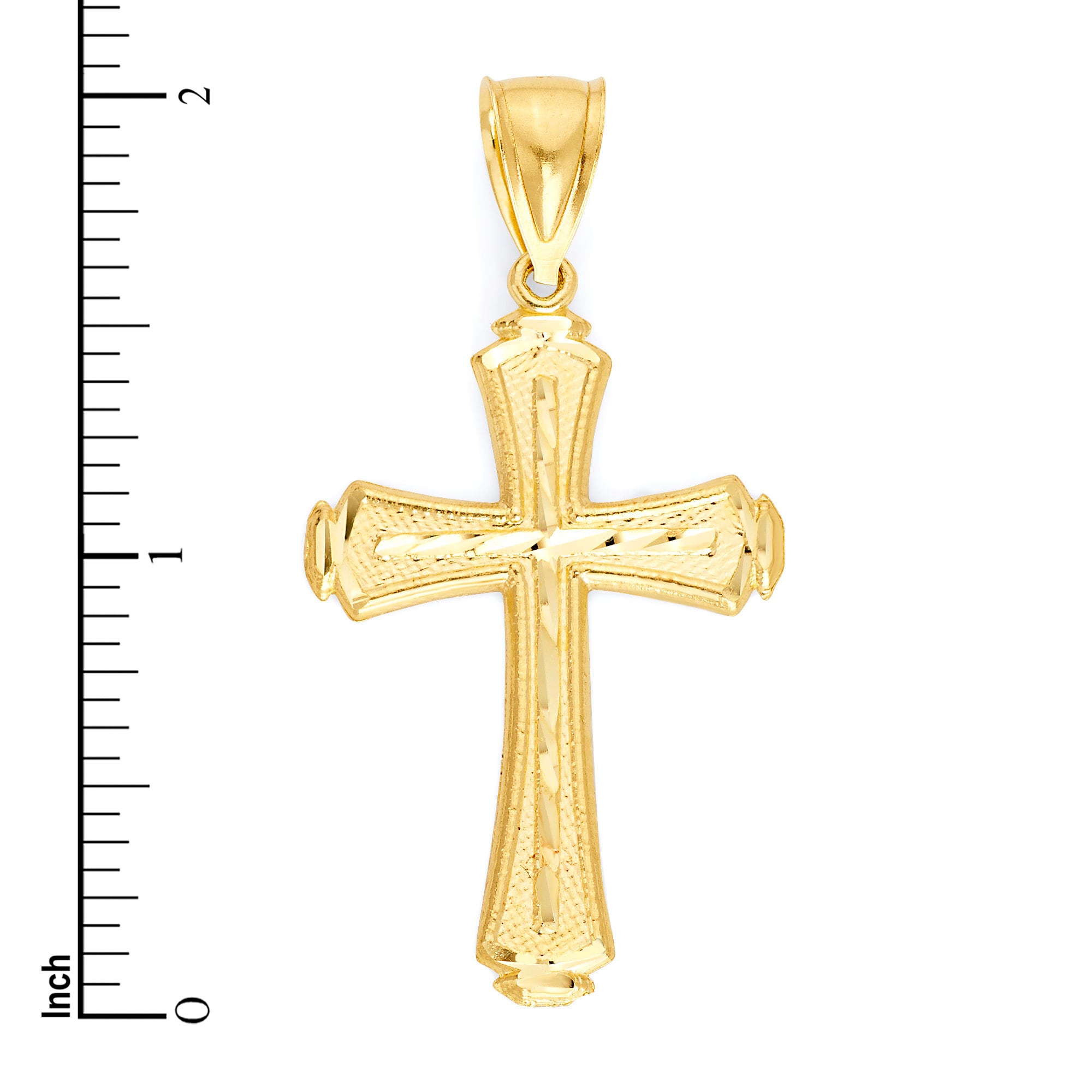 Large 10k Real Solid Gold Cross Pendant With Diamond Cut - Etsy