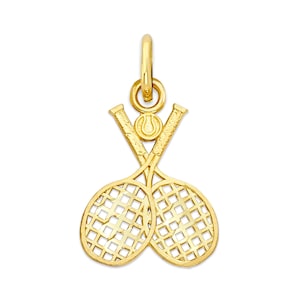 Solid 10K/14K Gold Tennis Racquet Charm - Sports Charm With Jump Ring ...
