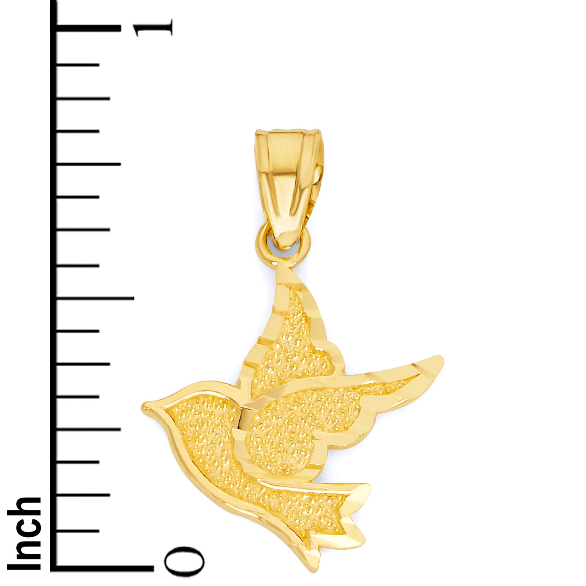 14k Gold Dove Necklace With Thin Gold Chain Real Solid Gold | Etsy