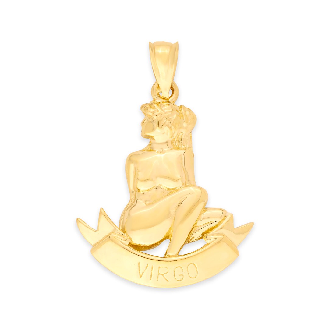 10k Solid Gold Virgo Pendant: Astrology Zodiac Charm - Etsy