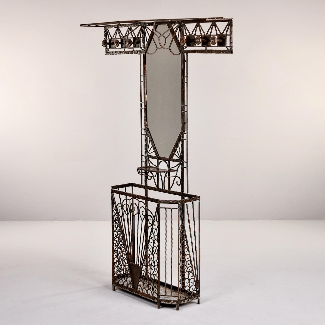 French Art Deco Edgar Brandt Fer Forge Iron Hall Tree [11846] - Etsy