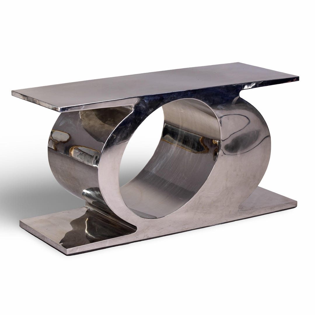 French Inox Steel Sculptural Console or Sofa Table [10762] - Etsy