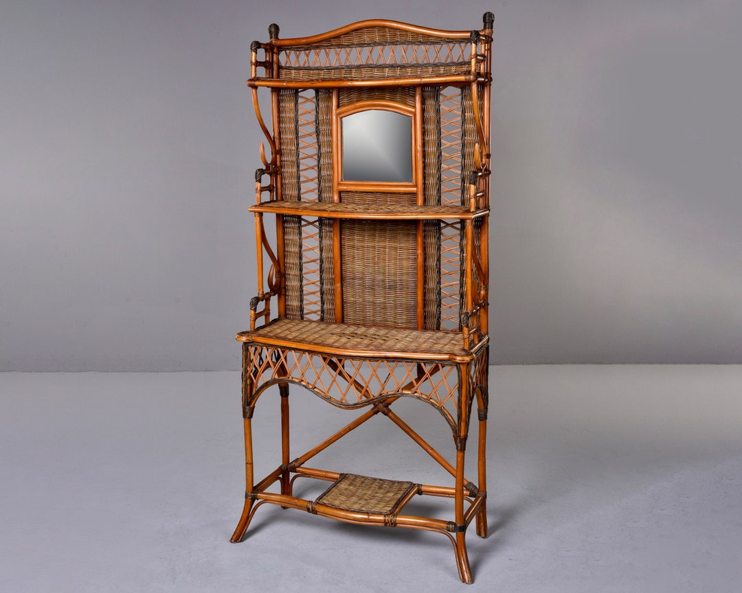 Vintage English Rattan and Wicker Hall Stand 10534 - Etsy