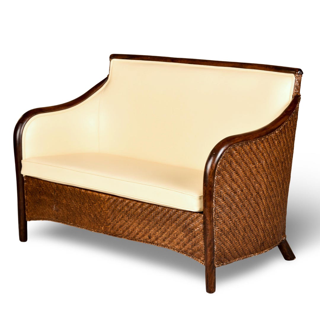 Art Deco Bentwood Wicker Settee With New Leather Upholstery [11341] - Etsy