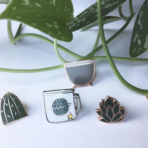 Enamel Mug Pin - Botanical Pin Collection - Plant Pin - Lapel Pin - Pin ...