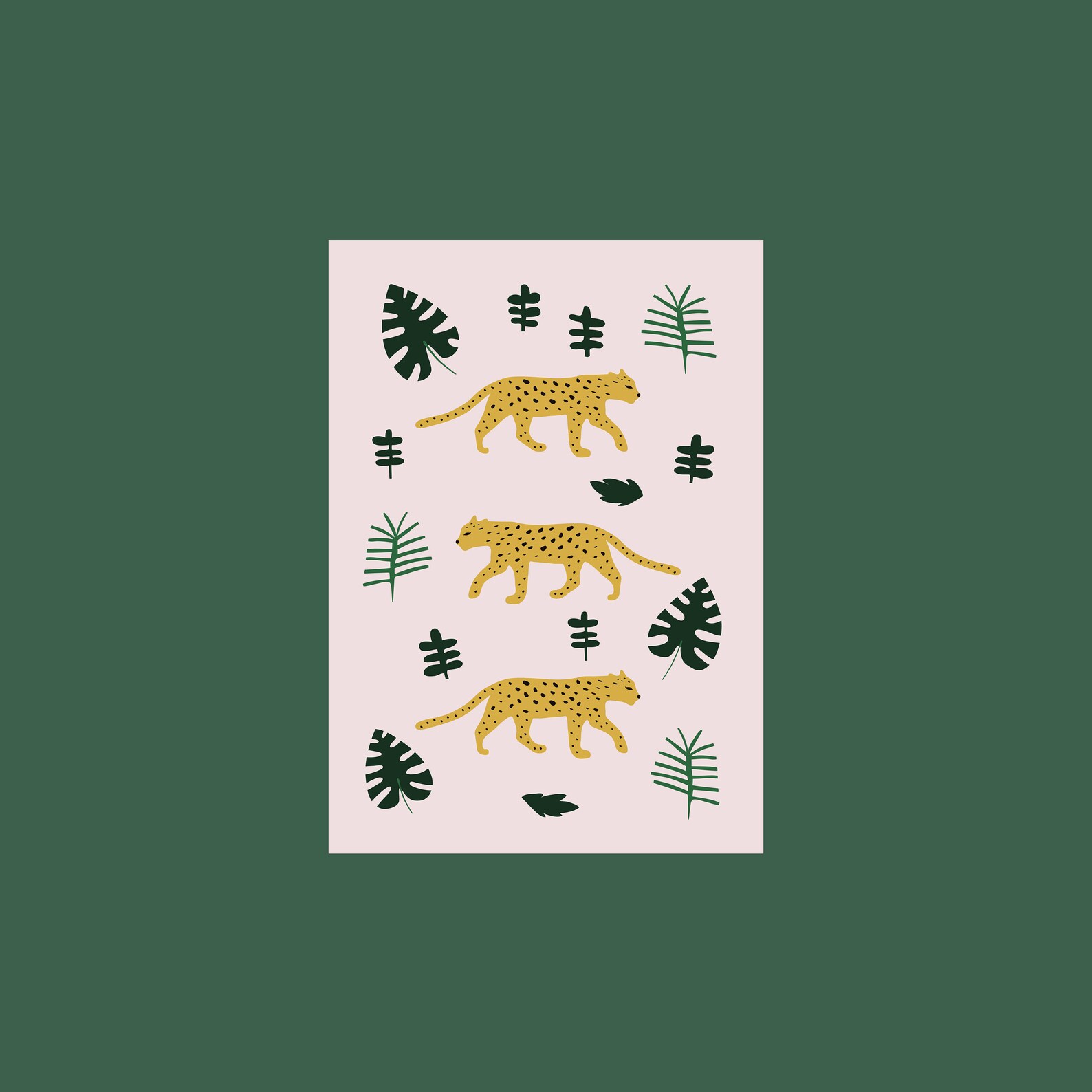 Leopard Illustration A4 Leopard Print Jungle Print Plants | Etsy